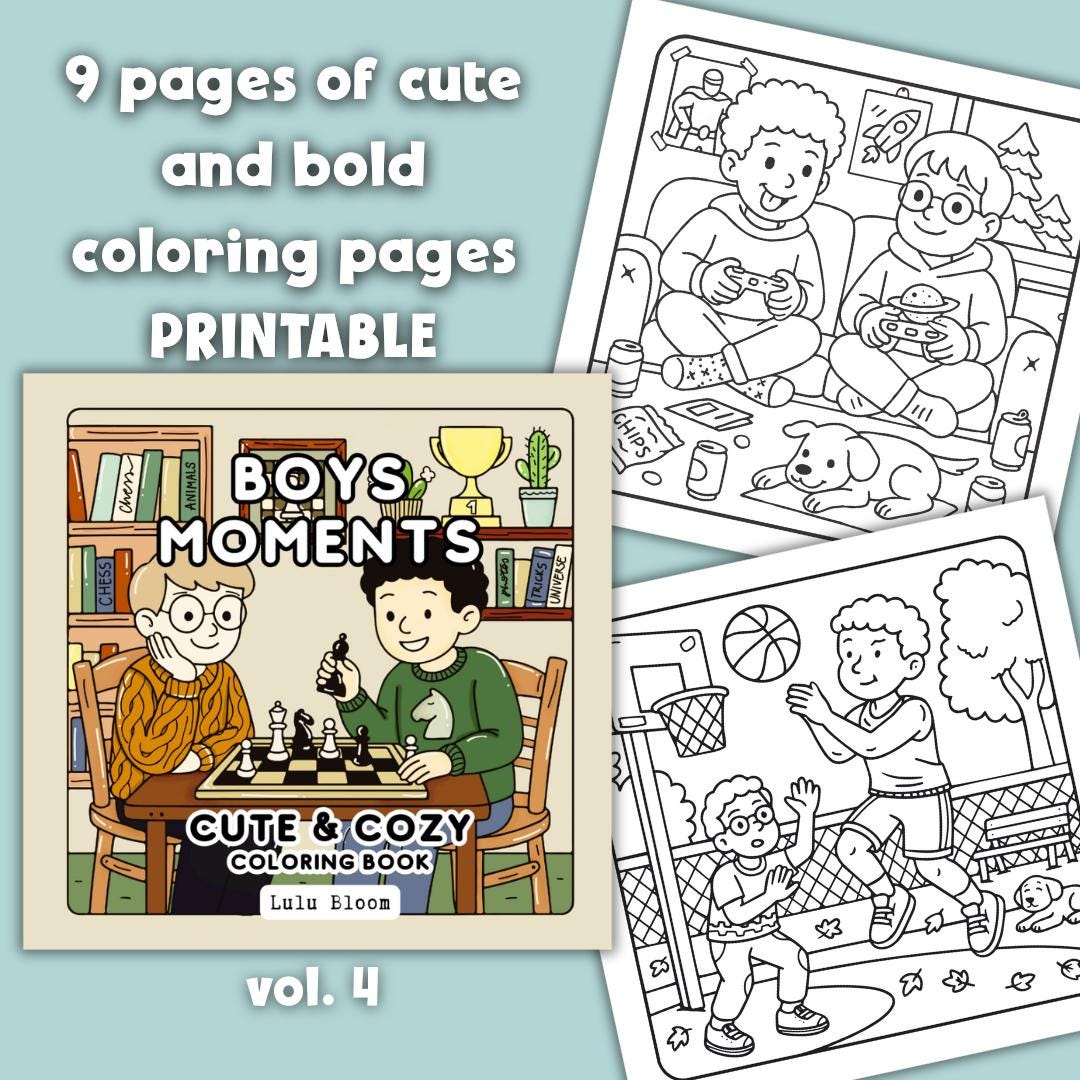 Printable Cute Boys Coloring Pages – Printable Cozy Boys Moments ...