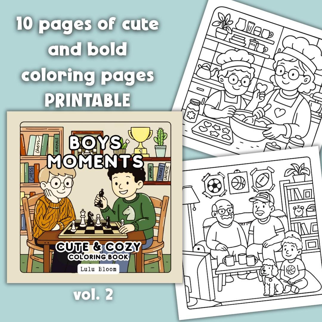 Printable Cute Boys Coloring Pages – Printable Cozy Boys Moments ...
