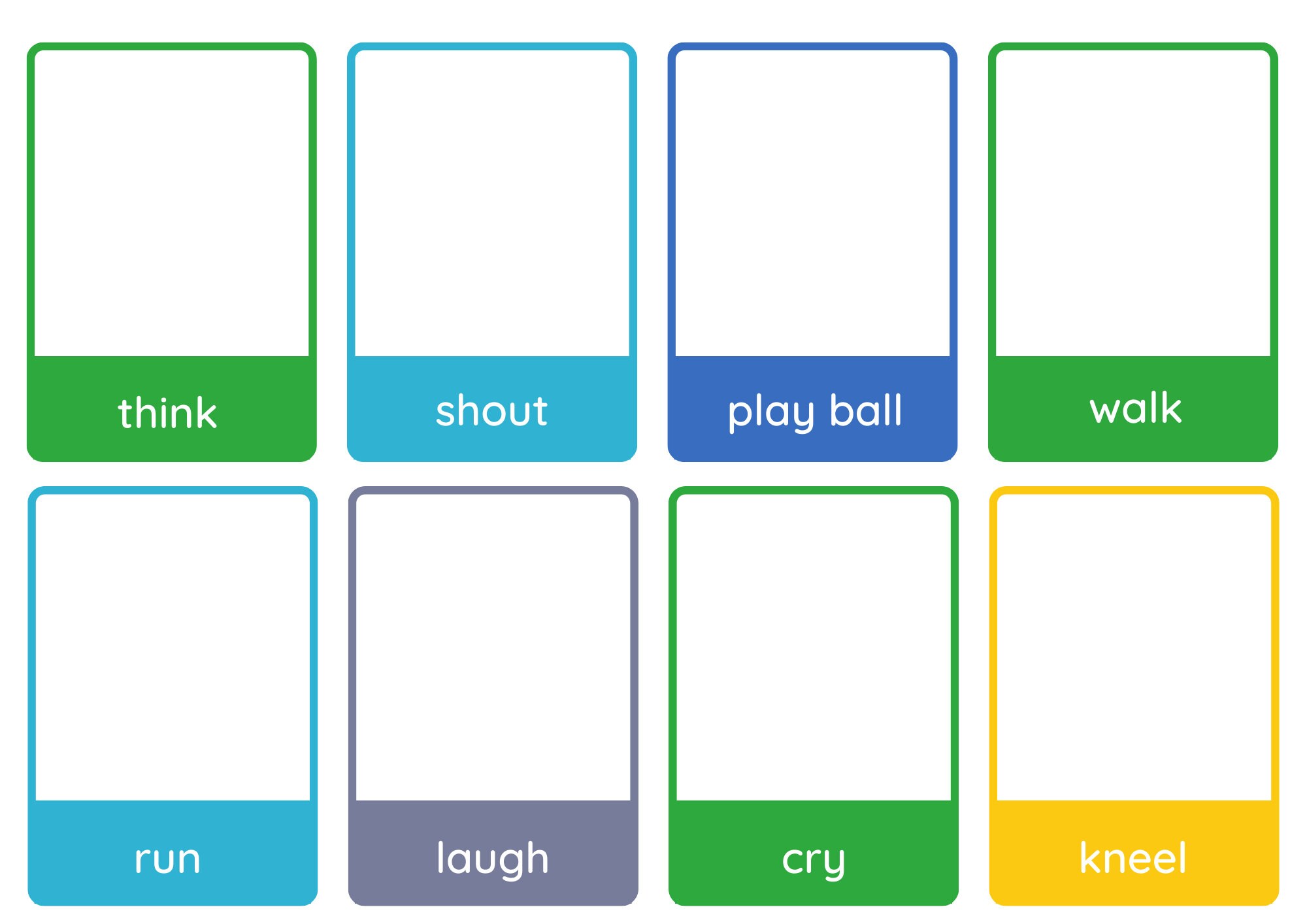 Colorful Fun Action Verbs Flashcards Homeschool Montessori - Etsy UK