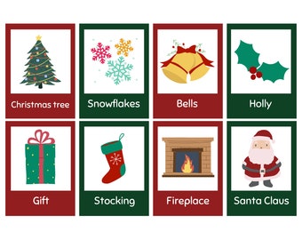40 Printable Christmas Flashcards Set for Kids Learning Xmas - Etsy