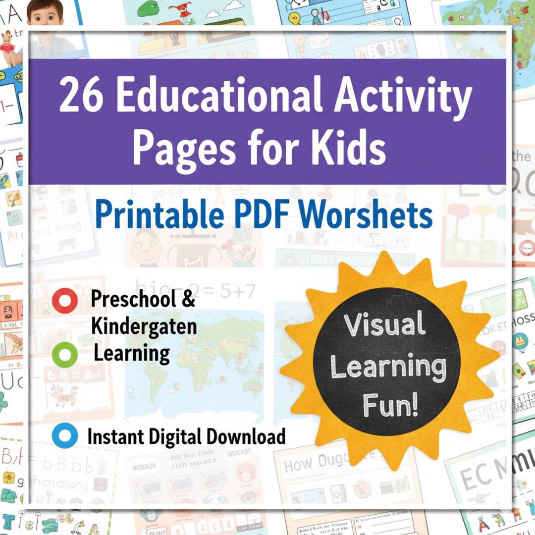 26 Educational Activity Pages PDF. Kids & Toddler Printable Worksheets ...
