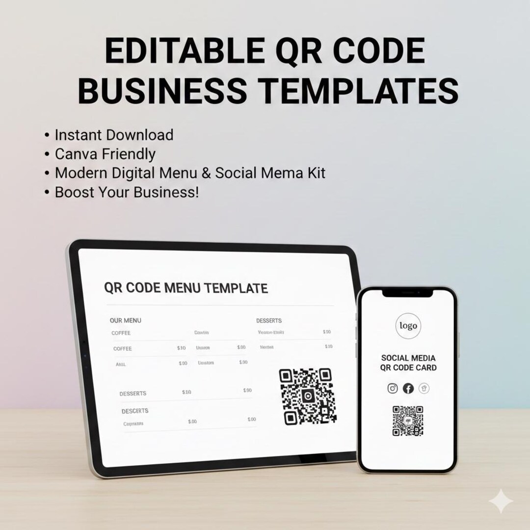 Bearbeitbare QR-Code-Menüvorlage | Canva Business Branding Kit ...