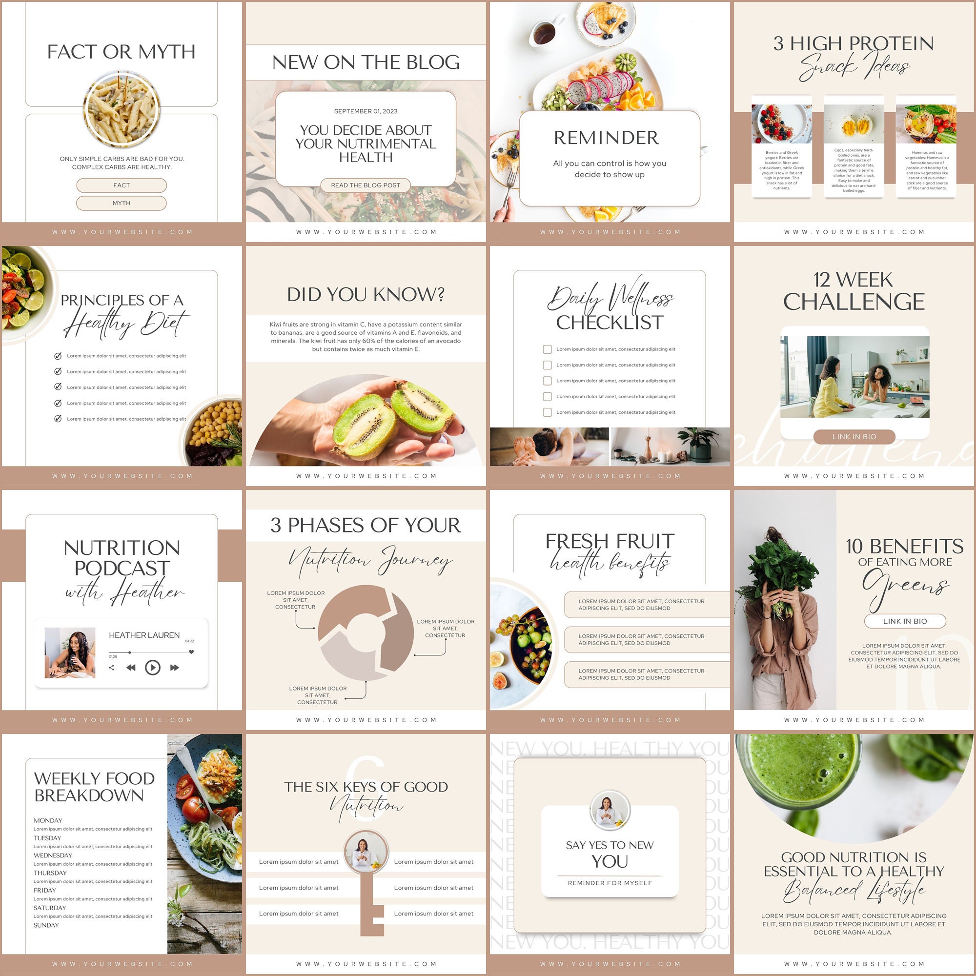 Nutrition Instagram, Nutrition Template, Fitness Instagram, Canva ...