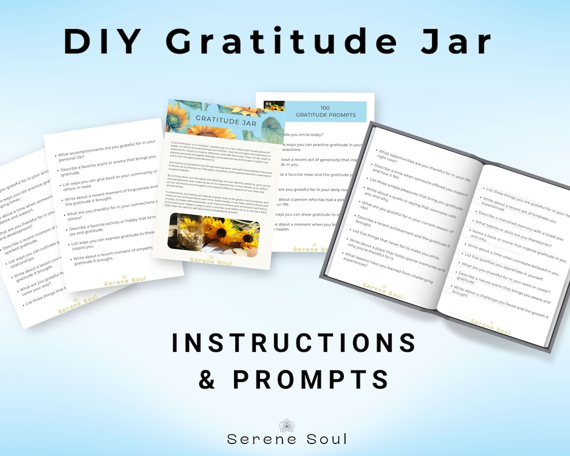 Gratitude Jar Printable Prompts, DIY Gratitude Jar, Gratitude Prompts ...