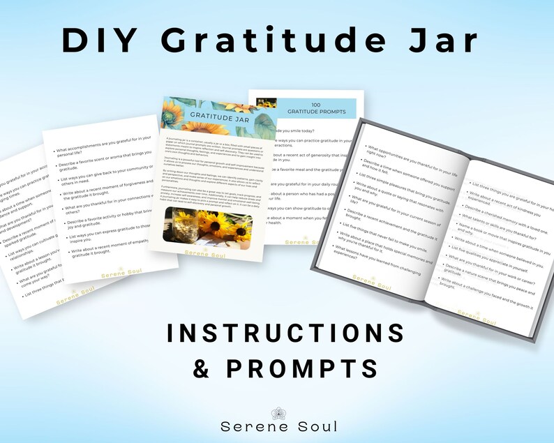 Gratitude Jar Printable Prompts, DIY Gratitude Jar, Gratitude Prompts ...