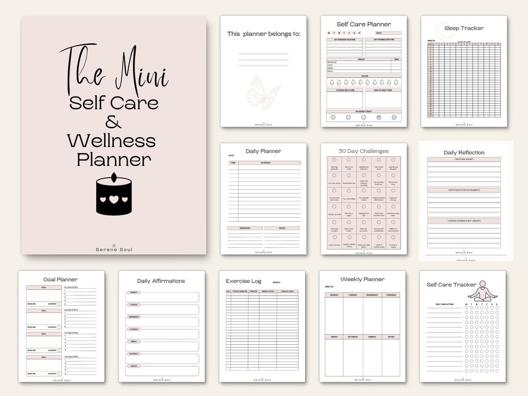 Self Care Planner Undated Printable Mindfulness Checklist, Wellness ...