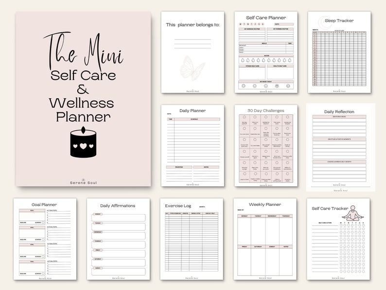 Self Care Planner Undated Printable Mindfulness Checklist, Wellness ...