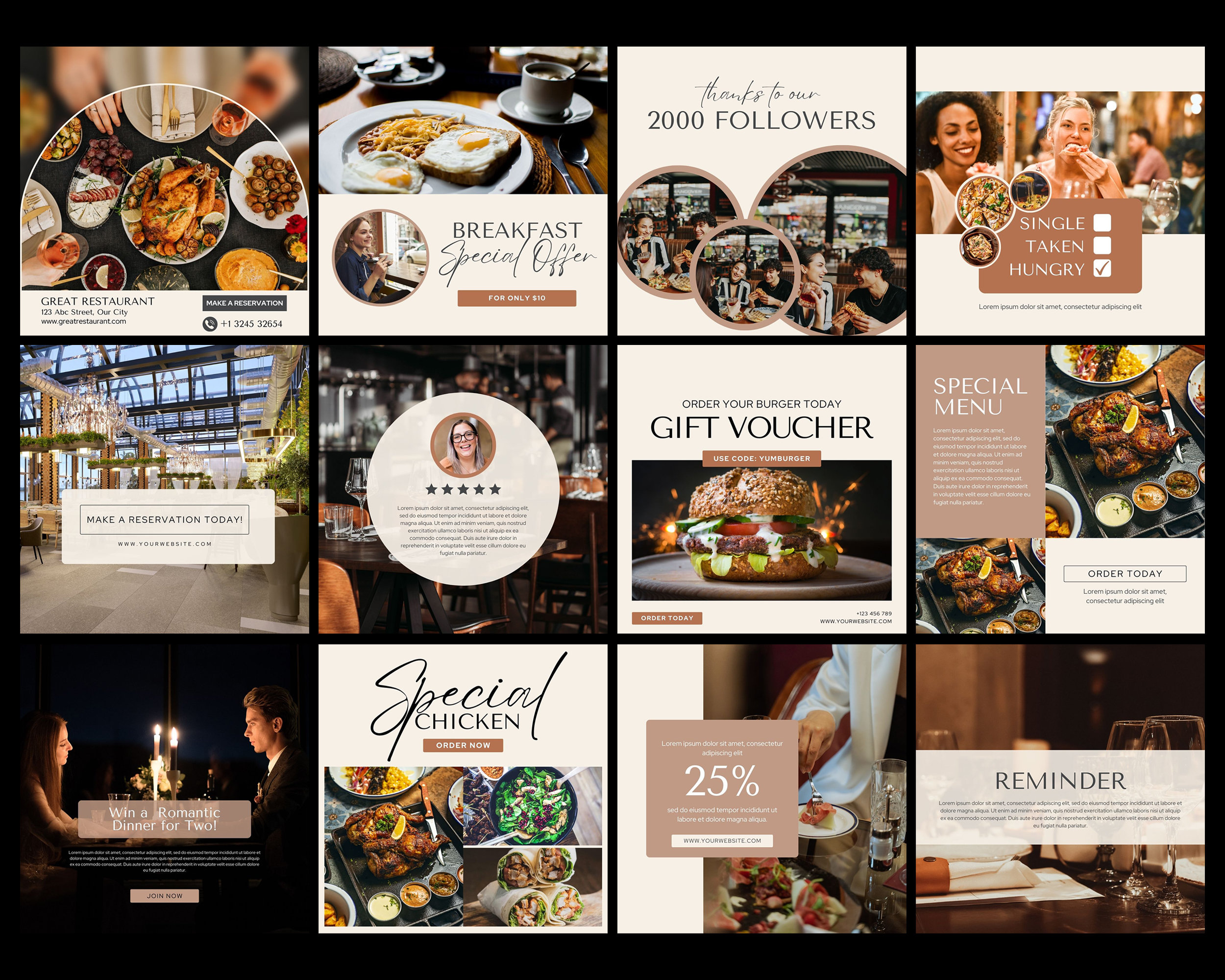 Restaurant Template Instagram Food Business Canva Template, Food ...