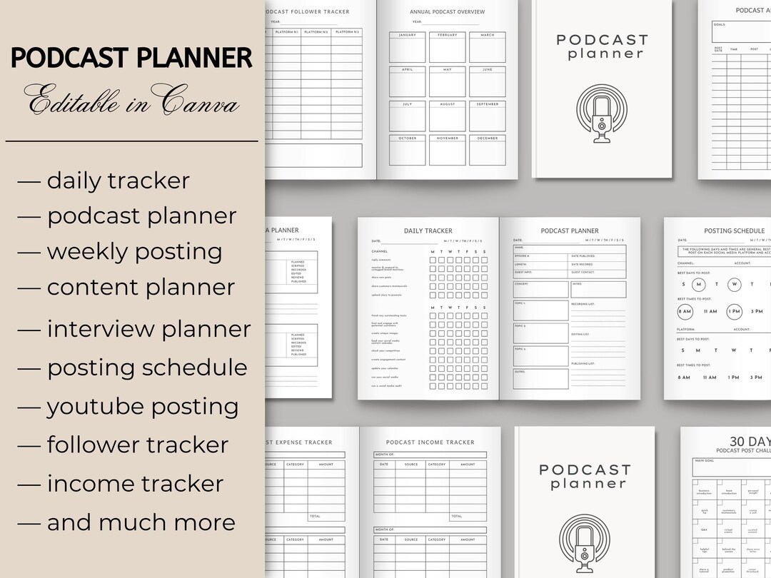 Podcast Planner Podcast Template, Podcast Checklist, Content Planner ...