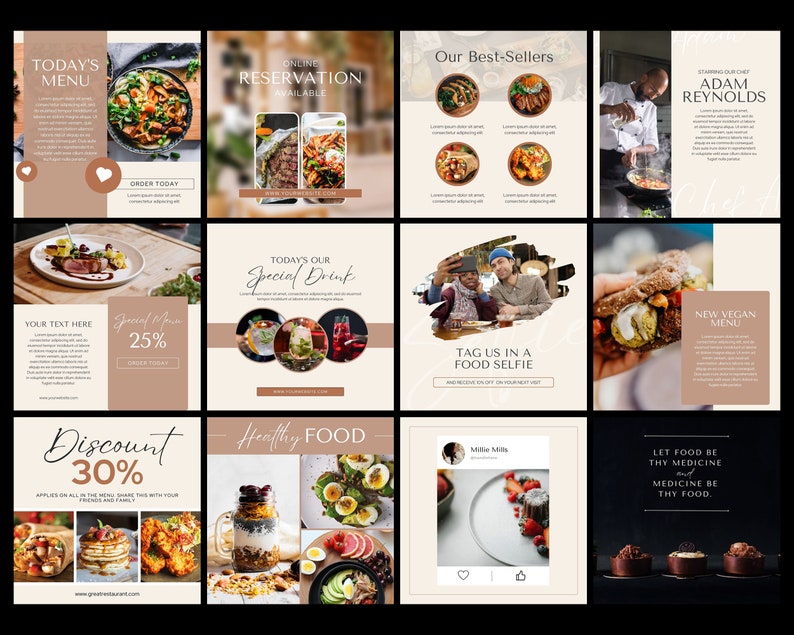 Restaurant Template Instagram Food Business Canva Template, Food ...