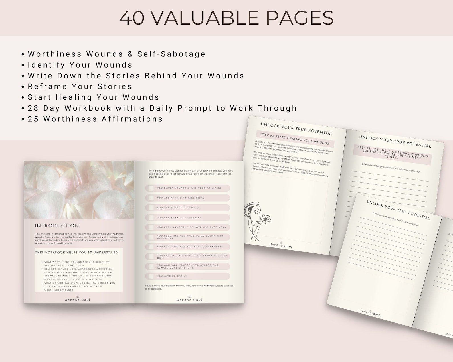 Worthiness Worksheets, Self Worth Inner Child Journal, Self Sabotage ...