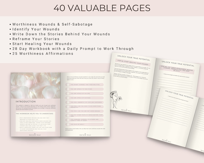Worthiness Worksheets, Self Worth Inner Child Journal, Self Sabotage ...
