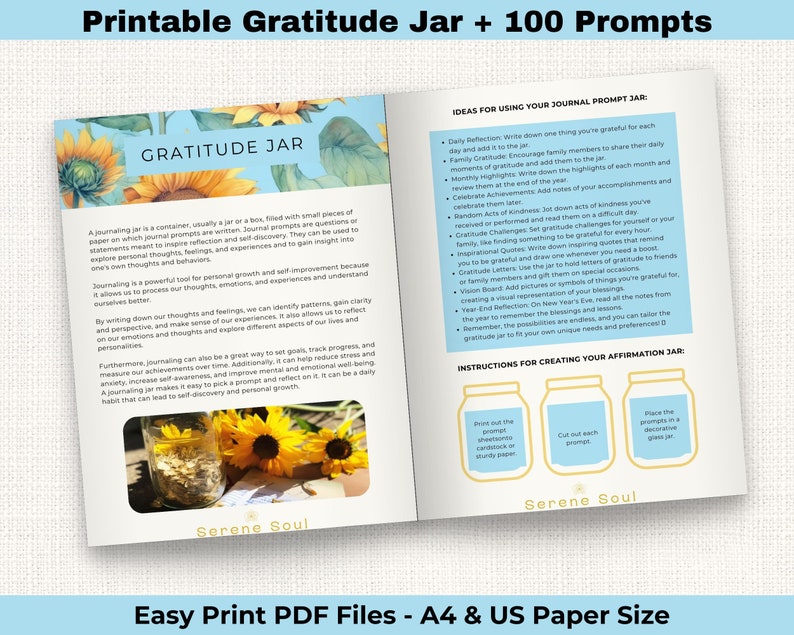 Gratitude Jar Printable Prompts, DIY Gratitude Jar, Gratitude Prompts ...
