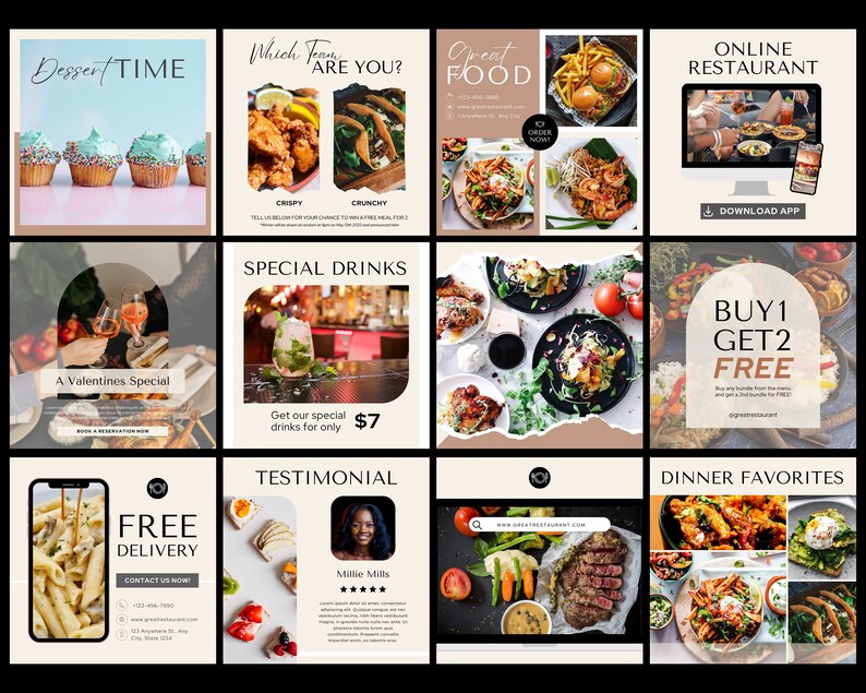 Restaurant Template Instagram Food Business Canva Template, Food ...