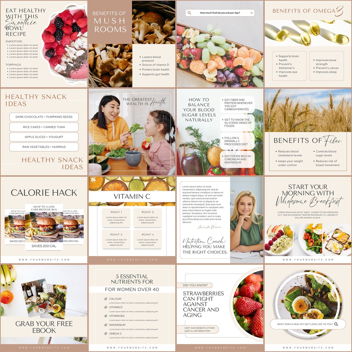 Nutrition Instagram, Nutrition Template, Fitness Instagram, Canva ...