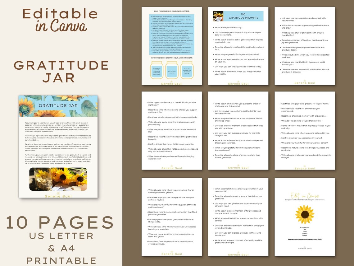 Gratitude Jar Printable Prompts, DIY Gratitude Jar, Gratitude Prompts ...