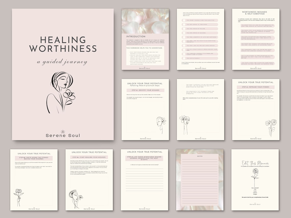 Worthiness Worksheets, Self Worth Inner Child Journal, Self Sabotage ...