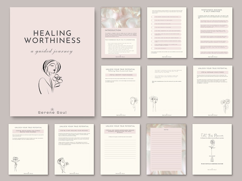 Worthiness Worksheets, Self Worth Inner Child Journal, Self Sabotage ...