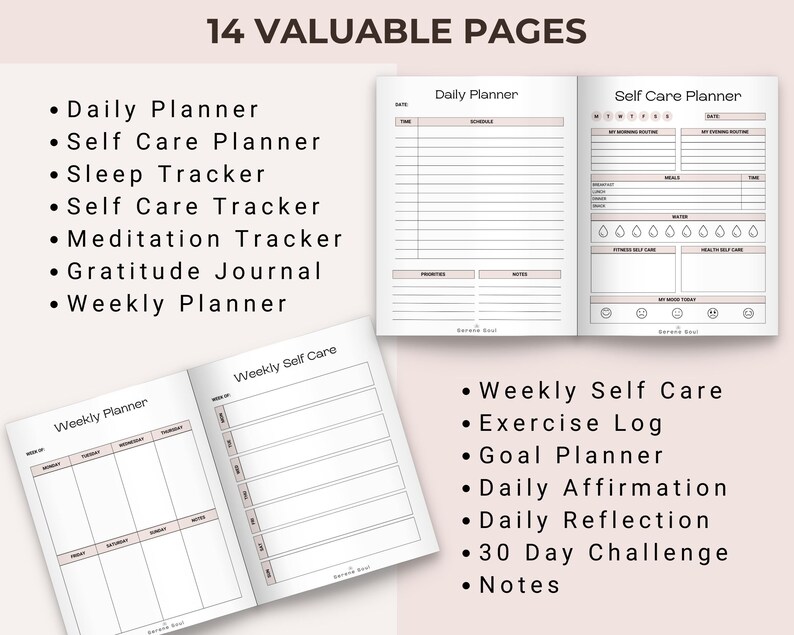 Self Care Planner Undated Printable Mindfulness Checklist, Wellness Planner Mental Health One ...