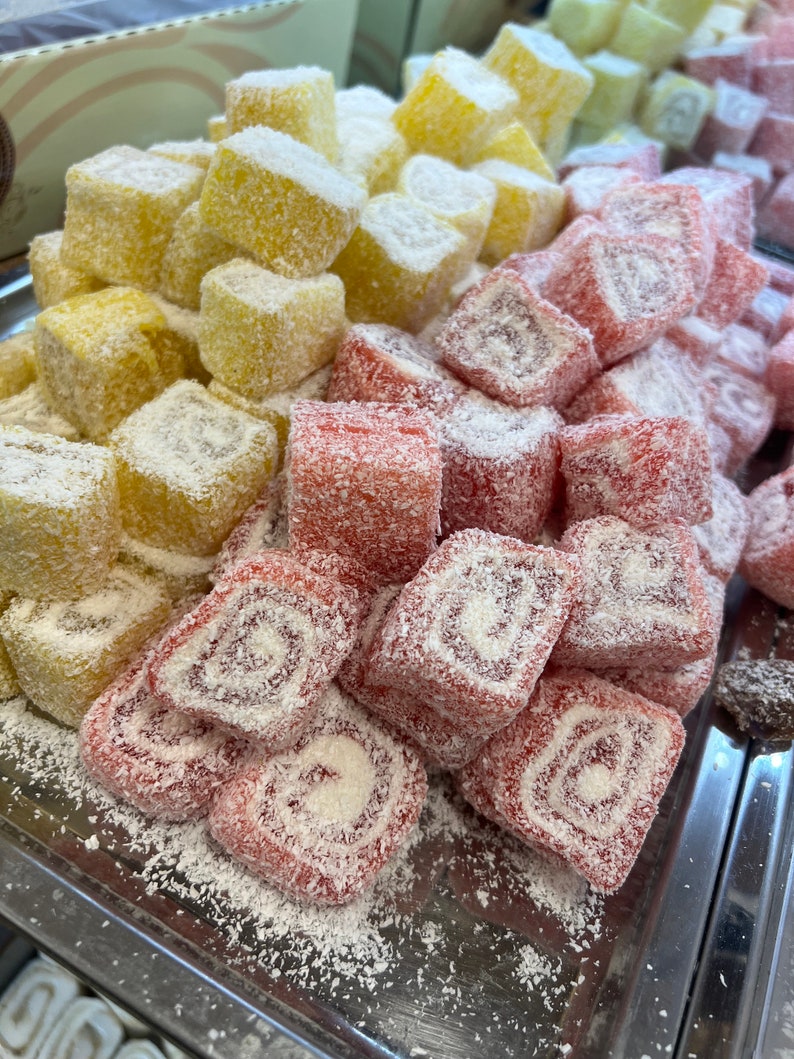 Strawberry Lemon Turkish Delight: Coconut Coated Lokum Handmade Sweets ...