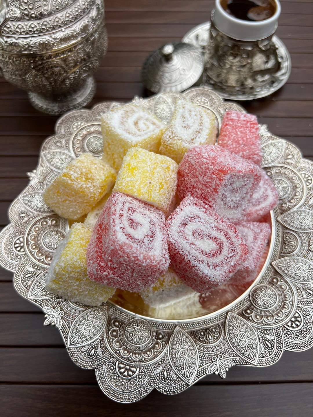 Strawberry Lemon Turkish Delight: Coconut Coated Lokum Handmade Sweets ...