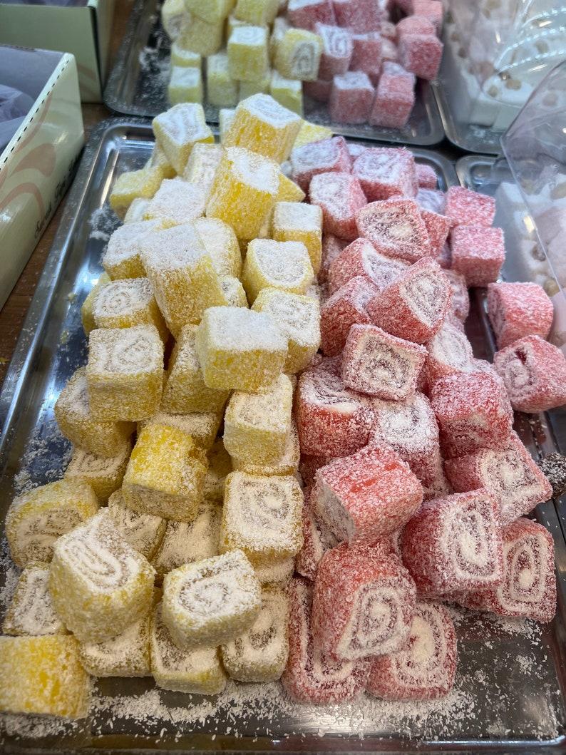 Strawberry Lemon Turkish Delight: Coconut Coated Lokum Handmade Sweets ...