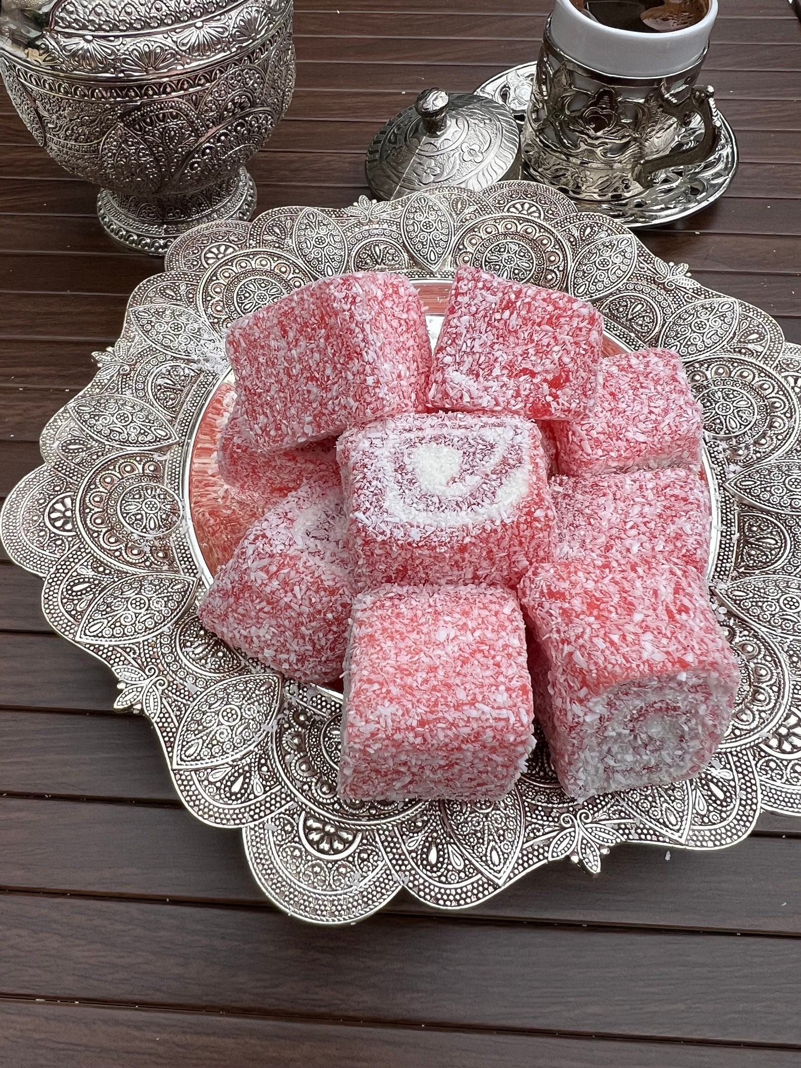 Strawberry Lemon Turkish Delight: Coconut Coated Lokum Handmade Sweets ...