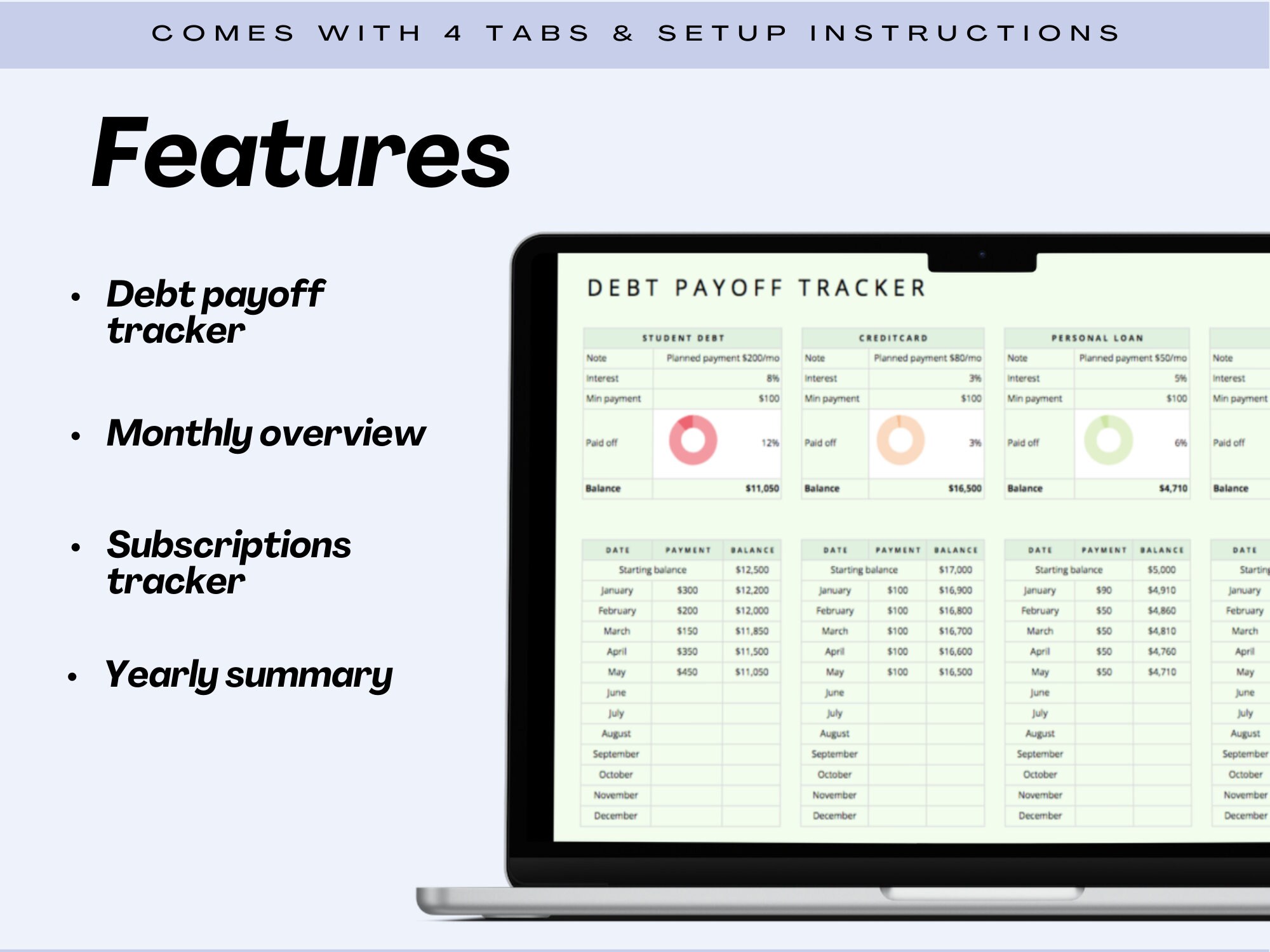 Digital Finance Planner Budget Google Sheets Monthly Budget Spreadsheet ...
