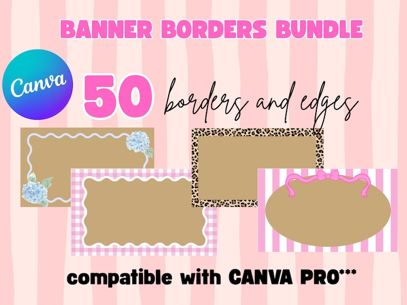 50 Banner Border Templates – Editable Canva Design Bundle - Etsy
