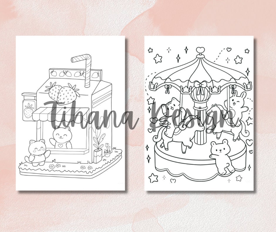 Cute Kawaii Colouring Pages for Adults, Kids, Preschool, Childrens ...