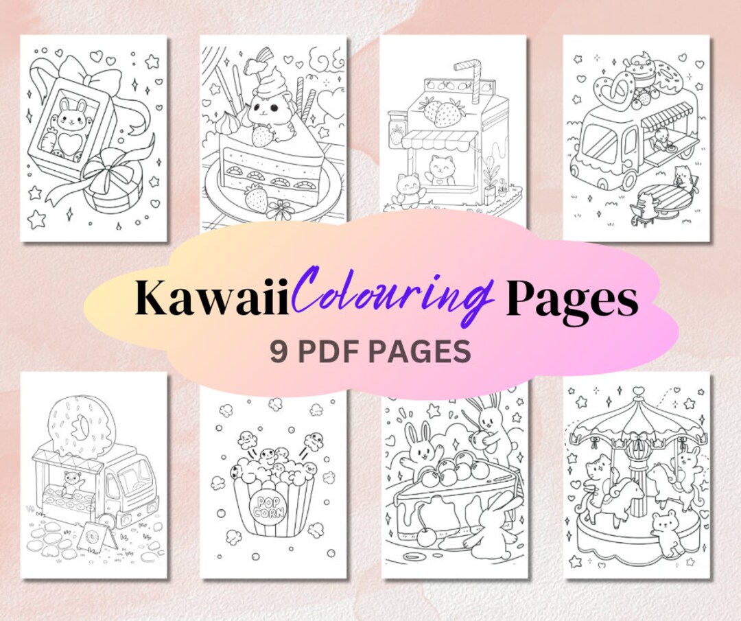 Cute Kawaii Colouring Pages for Adults, Kids, Preschool, Childrens ...