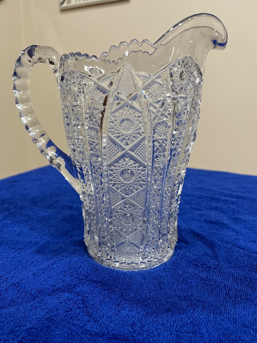 Mckee Glass Rotec Cane & Star Pitcher - Etsy