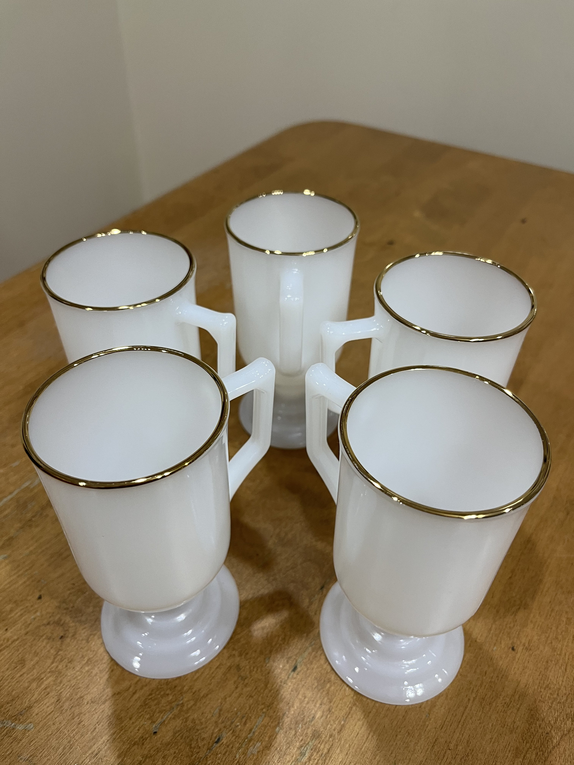 VTG Federal Glass Milk Glass Gold Rimmed Pedestal Mugs - Etsy