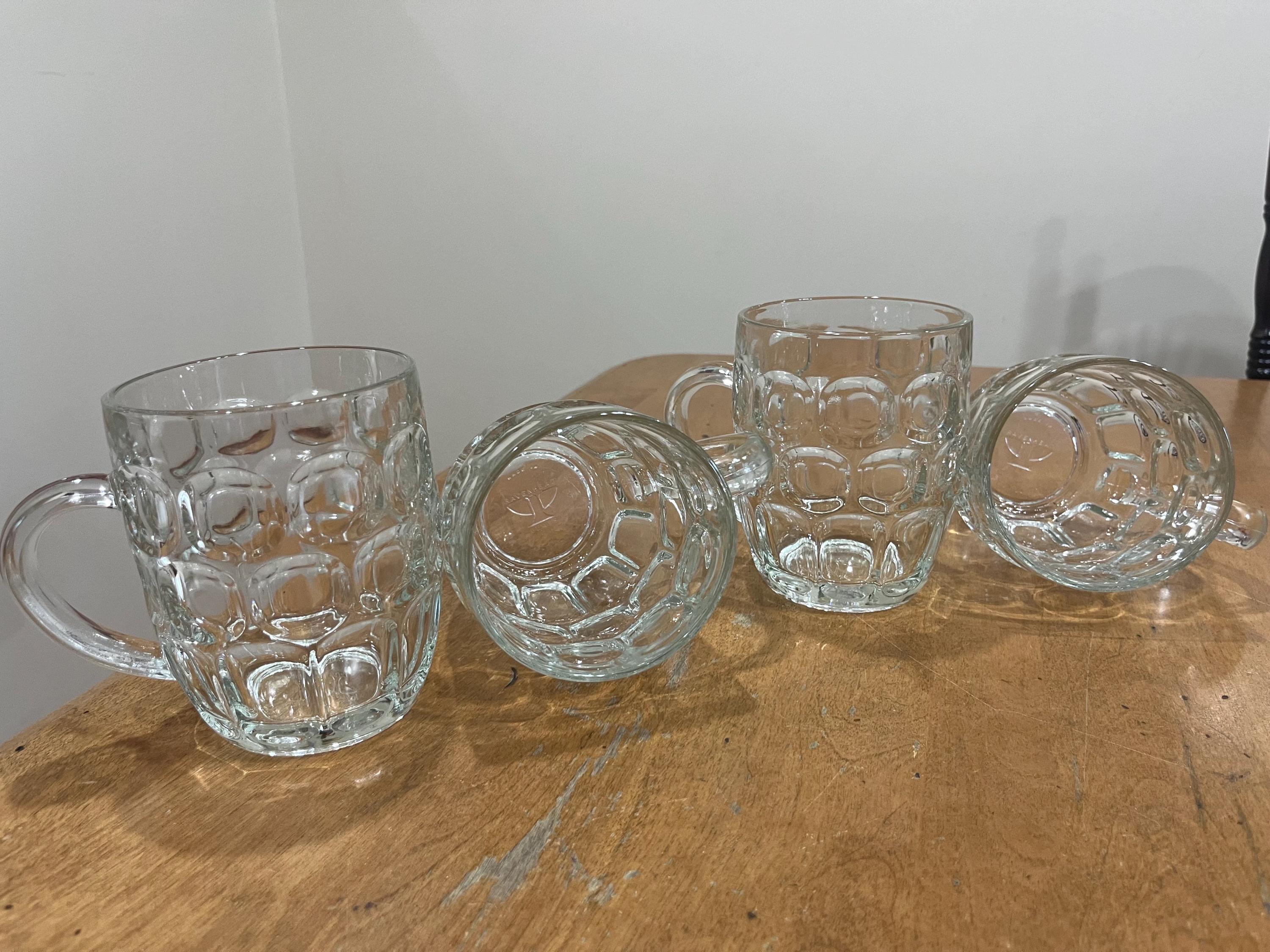 Vintage Arcoroc France Dimple Thumbprint Glass Beer Mugs 4 - Etsy