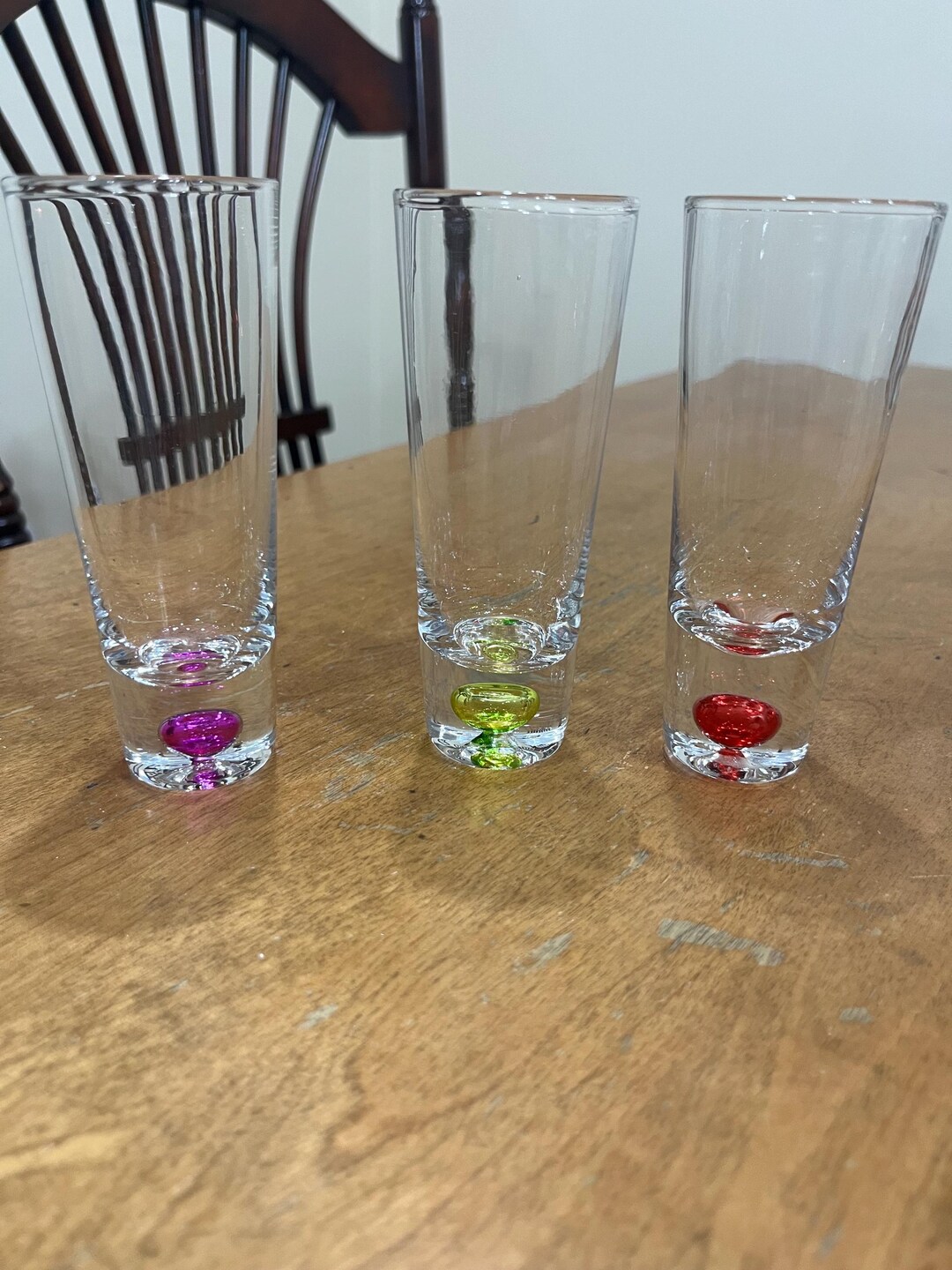 Vintage Set of 3 Bubble Bottom Glass Shot Glasses - Etsy