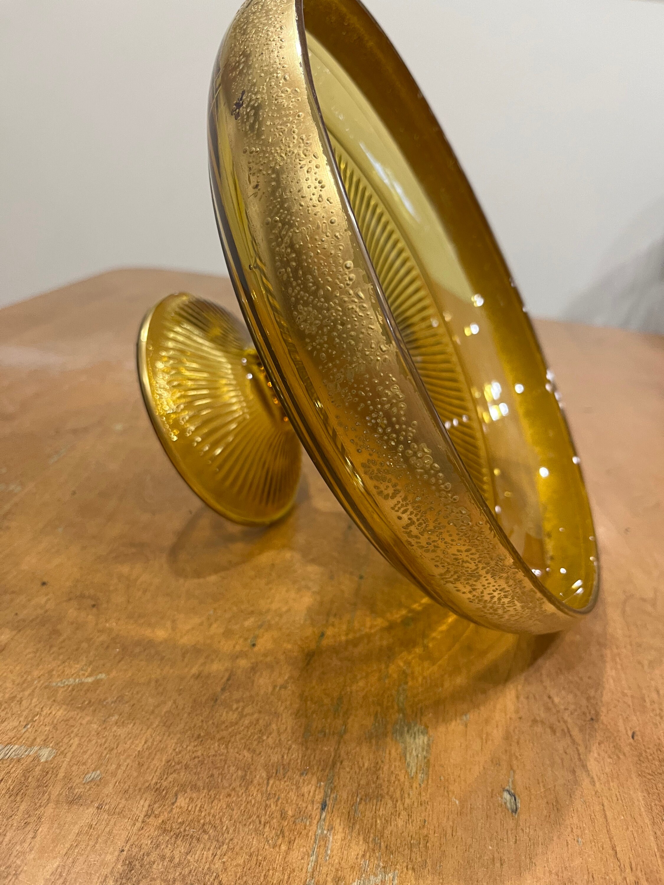 VTG Amber Pedestal Compote Bowl - Etsy