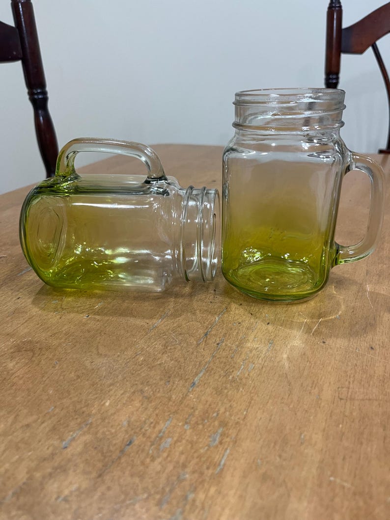 Circleware Yorkshire Glass Handle Ombre Green Mason Jar Glasses (2) - Etsy