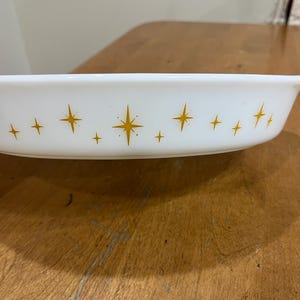 Vintage Pyrex Gold Atomic Starburst Divided Dish - Etsy