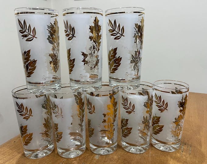 Vintage Libbey Starlyte Gold Foliage Glasses (8) - Etsy