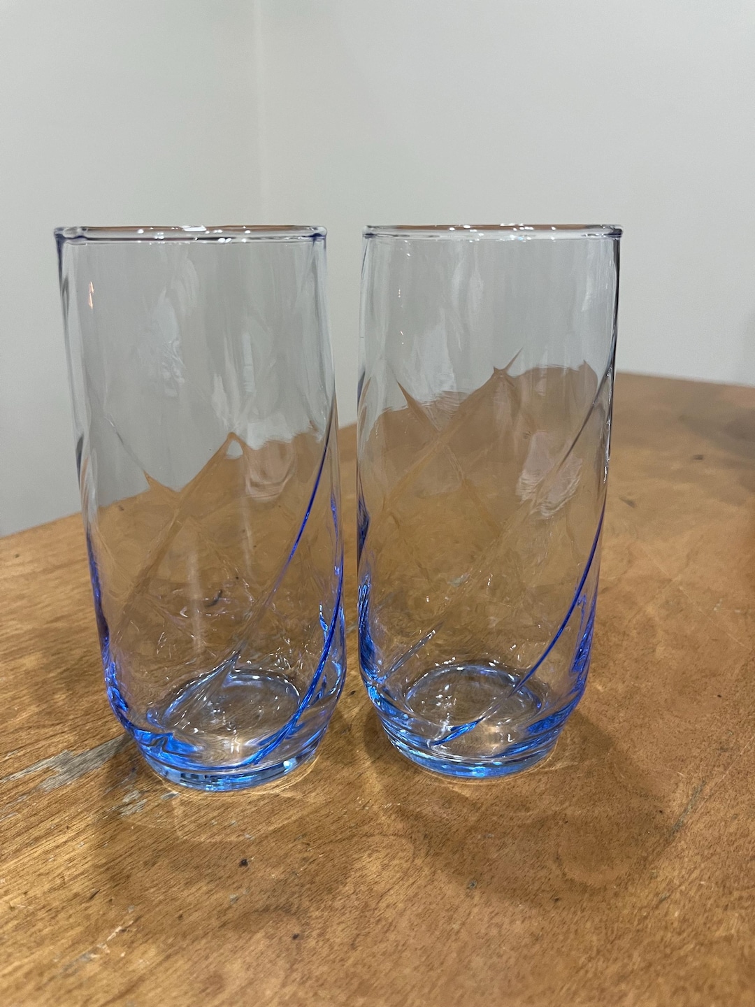 Libbey Blue Optic Swirl Tumblers - Etsy