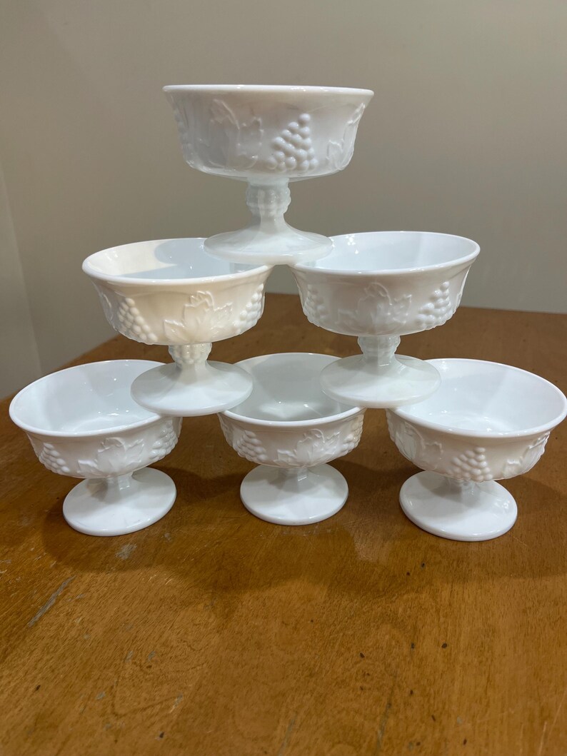 Vintage Milk Glass Custard/dessert Cups - Etsy