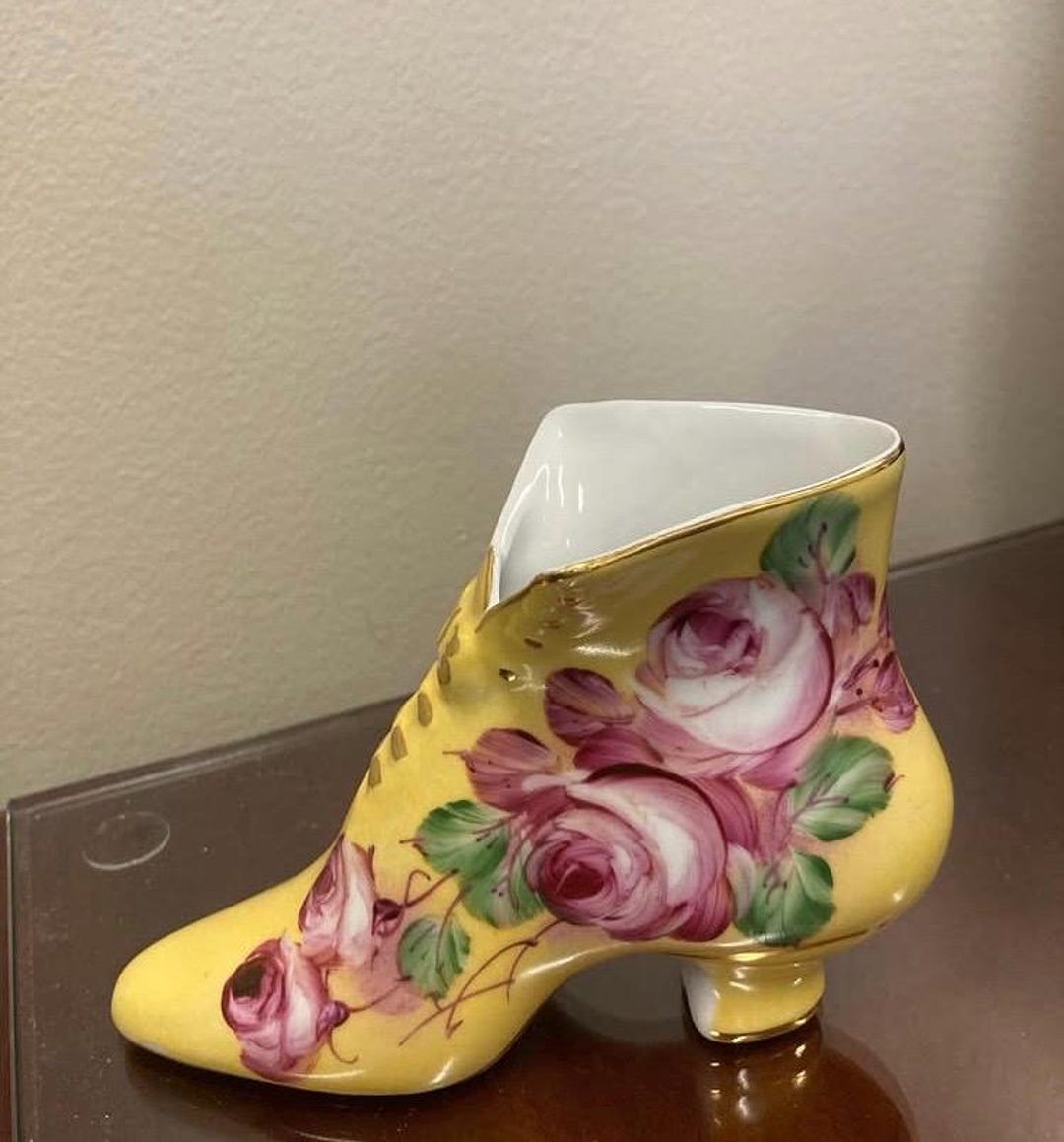 Limoges Porcelain Victorian Style Yellow Floral Shoe Boot - Etsy