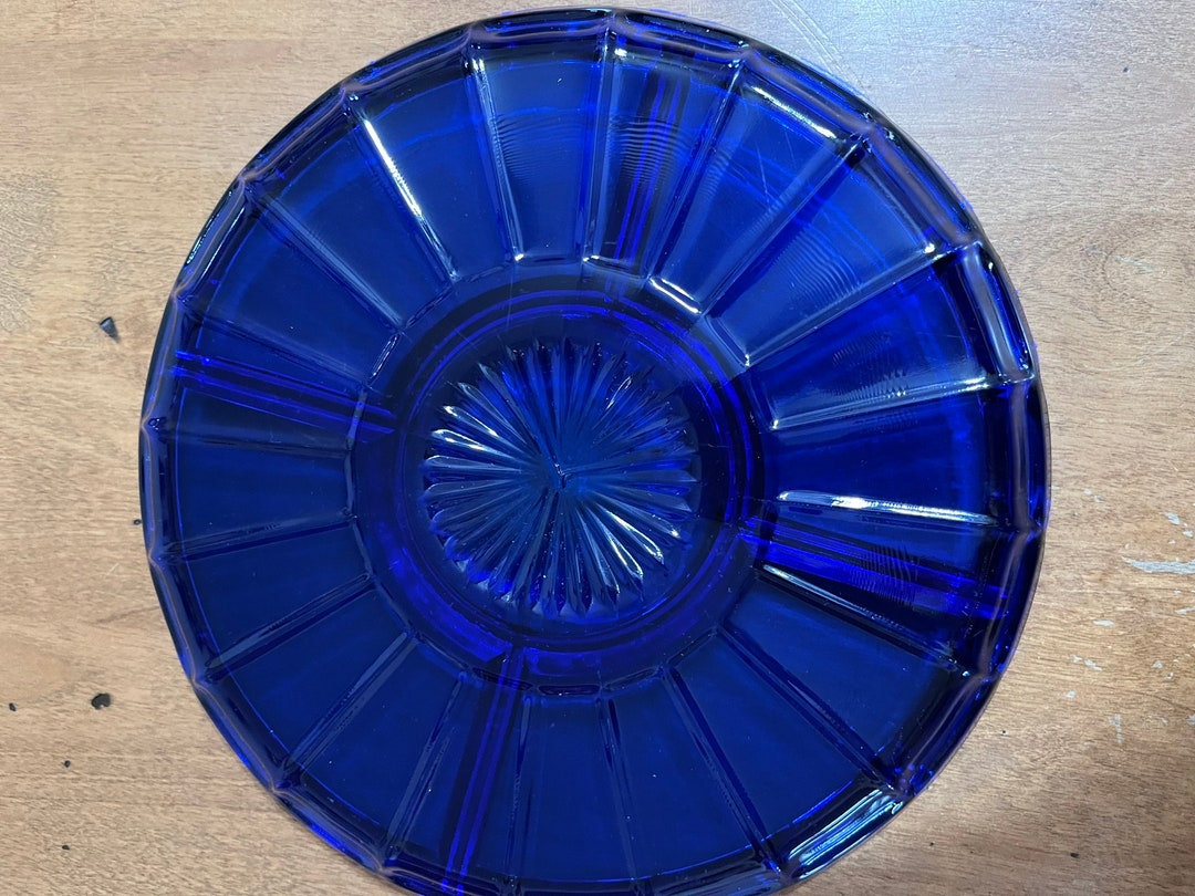 Cobalt Blue Divided Relish Dish - Etsy