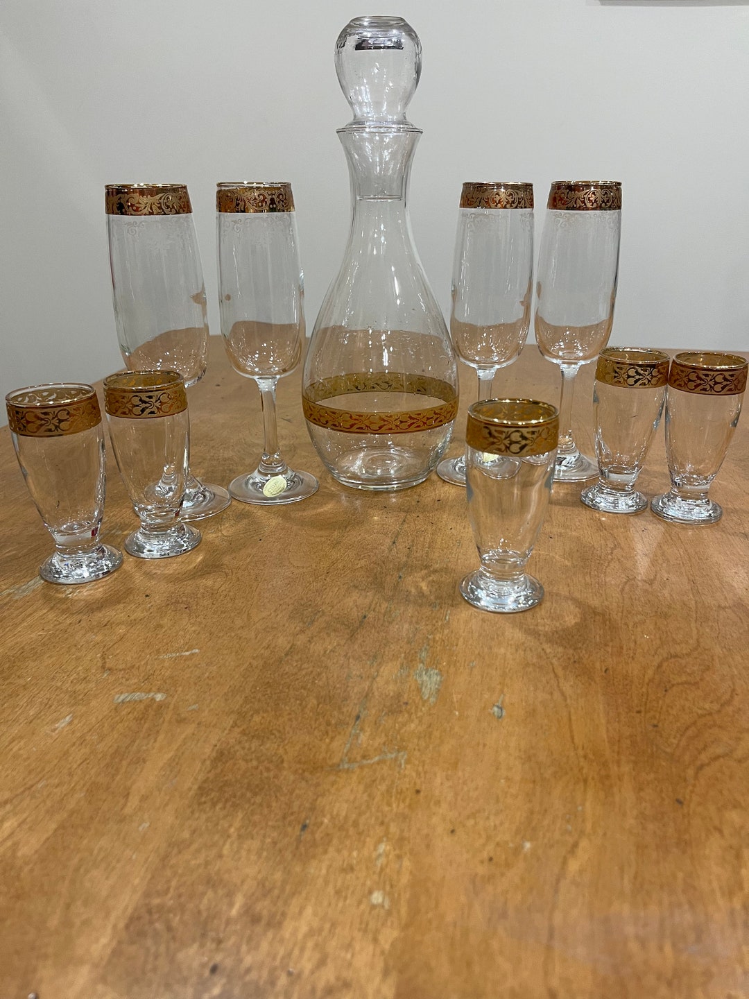 Cellini Italy Blown Glassware Set 24k - Etsy