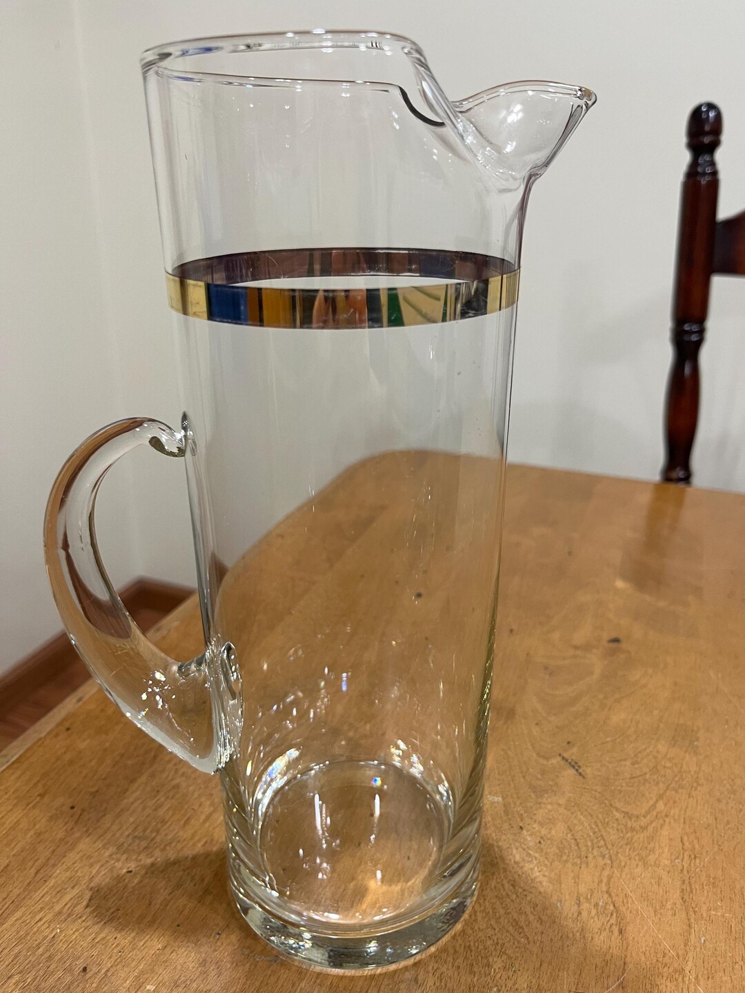 Vintage MCM Cocktail Pitcher With Gold Stripe Detail - Etsy