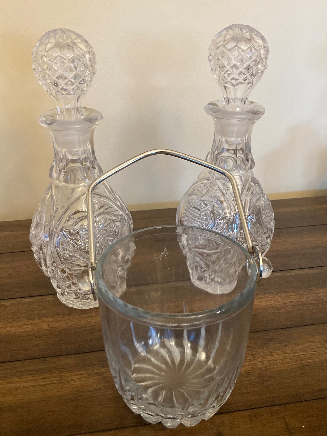 Vintage Crystal Decanters & Ice Bucket - Etsy