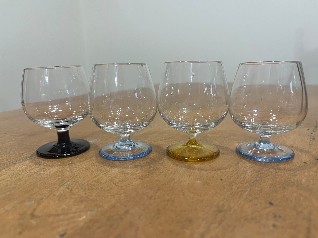 Vintage Brandy Snifters With Colored Base - Etsy