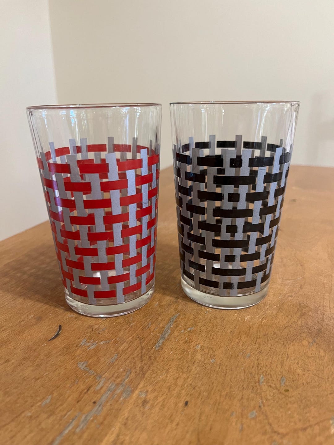 Artel Weave Red & Black Highball Glasses - Etsy