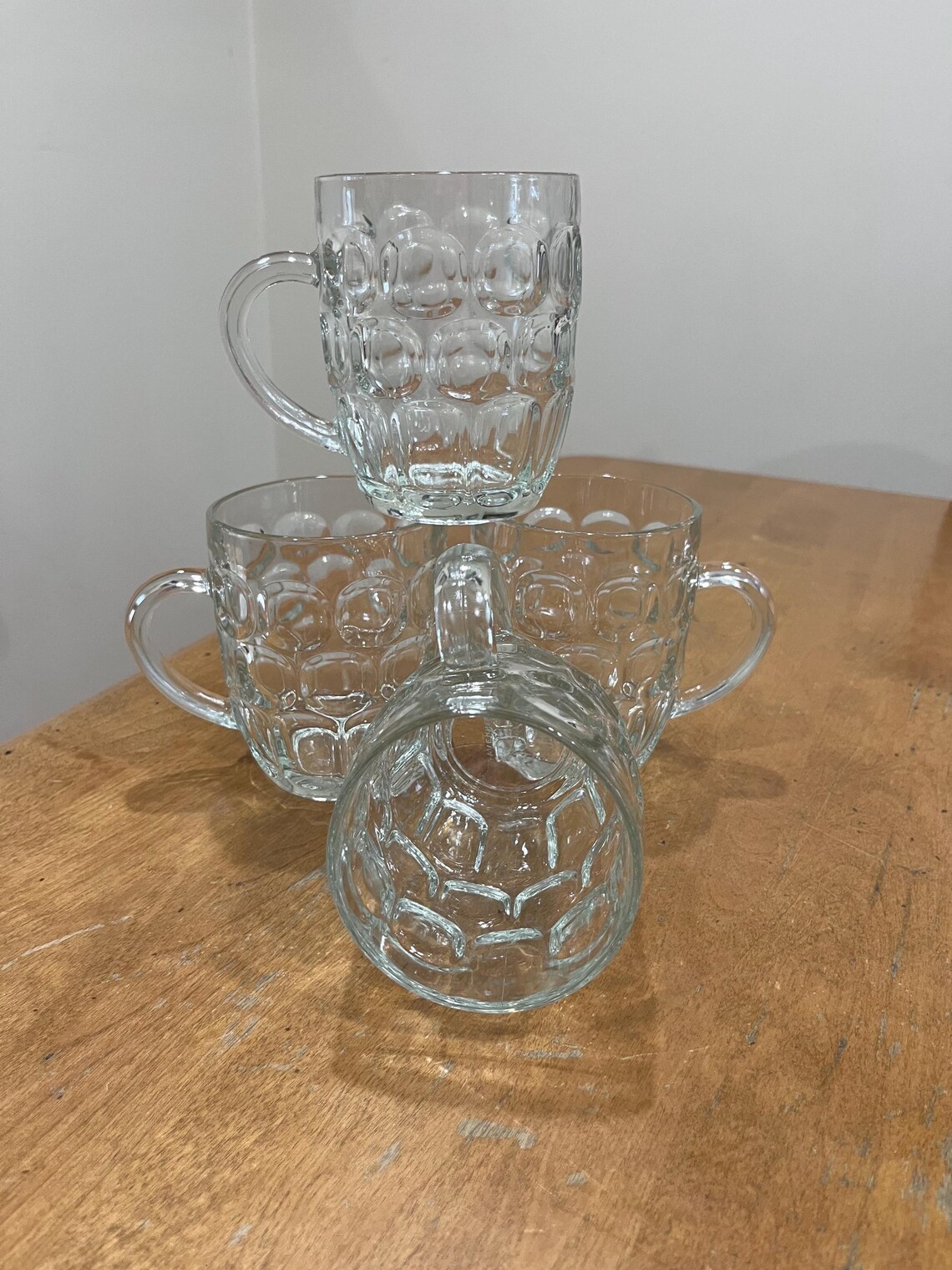 Vintage Arcoroc France Dimple Thumbprint Glass Beer Mugs 4 - Etsy