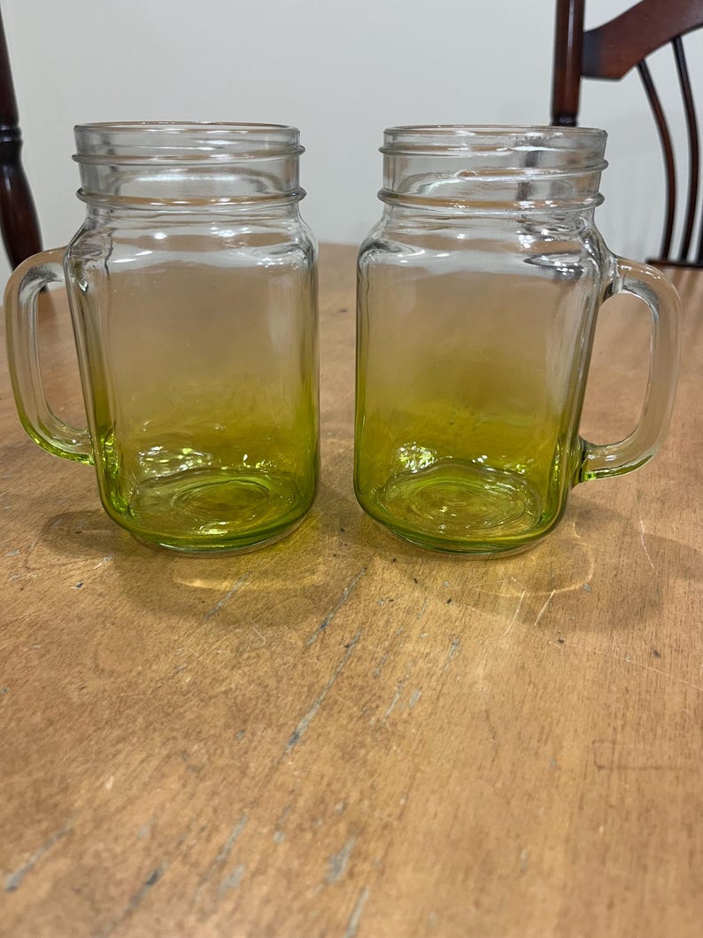 Circleware Yorkshire Glass Handle Ombre Green Mason Jar Glasses (2) - Etsy